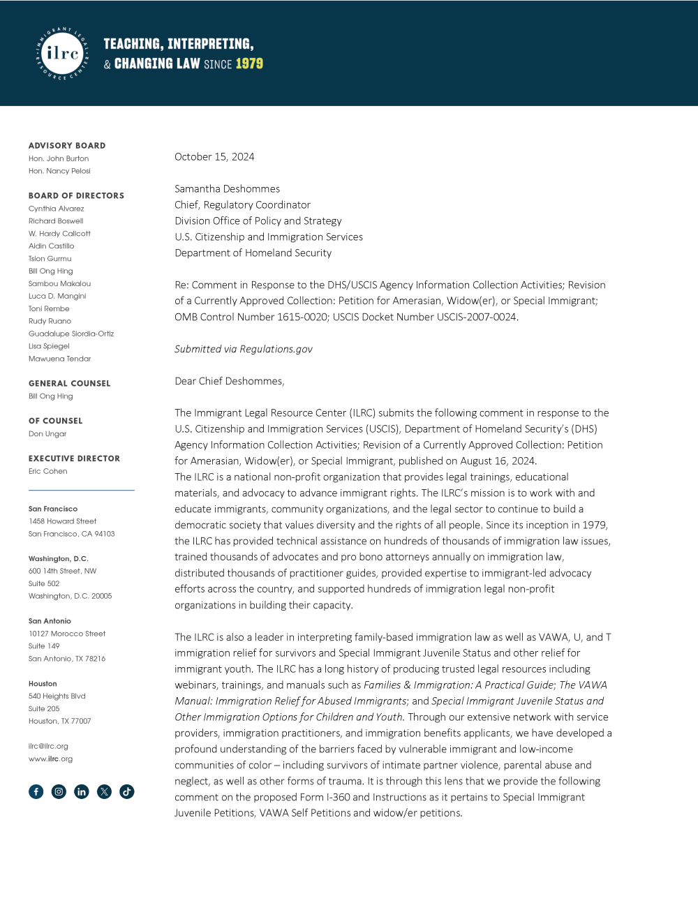 ILRC Comment on proposed form I-360 | Immigrant Legal Resource Center ...